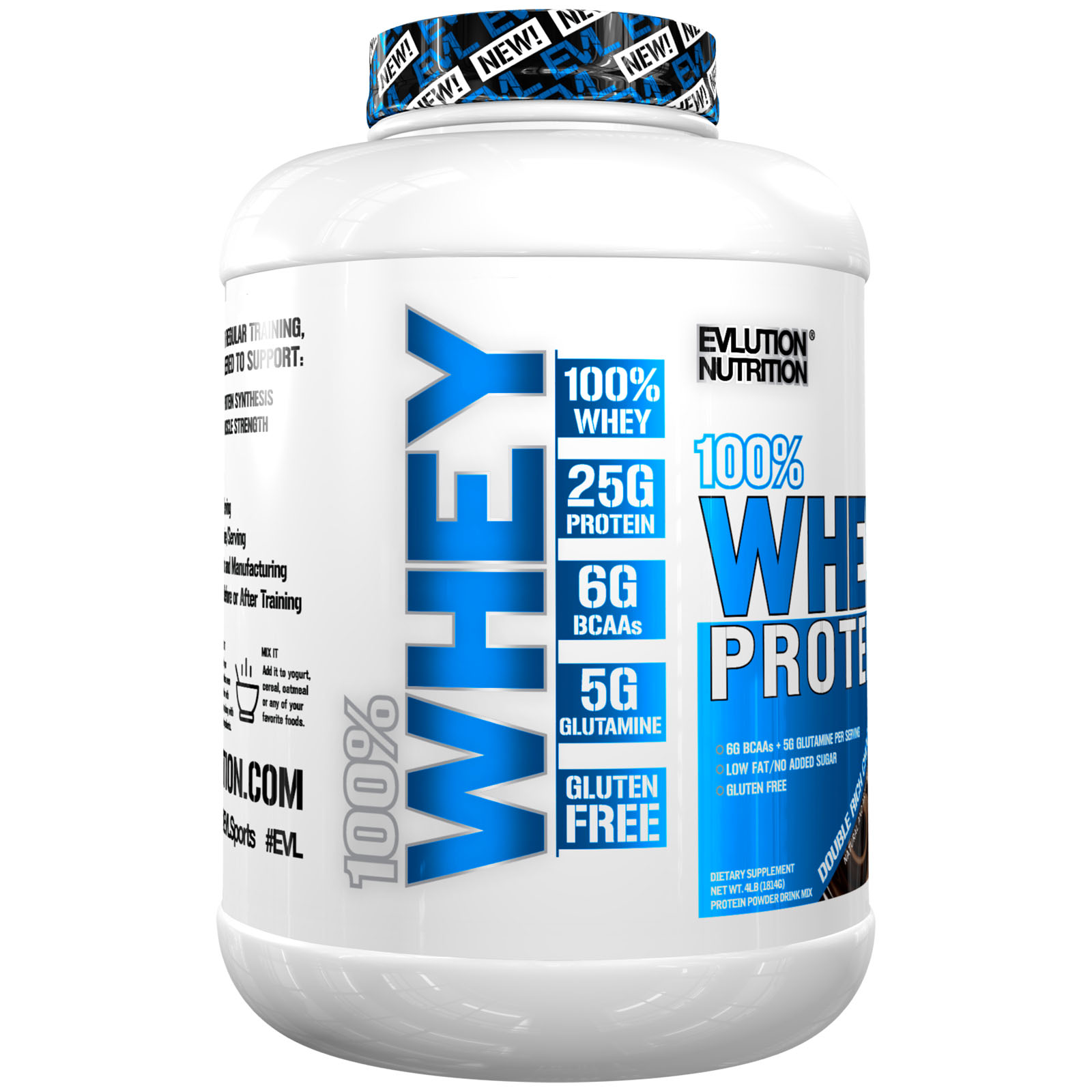 EVLution Nutrition, 100% Whey Protein, Double Rich Chocolate, 4 lb ...