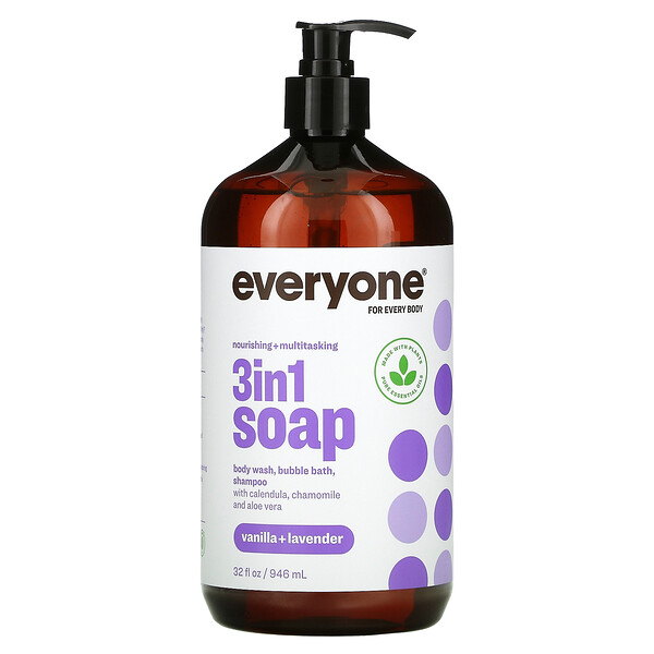 Everyone, 3 in 1 Soap, Body Wash, Bubble Bath, Shampoo, Vanilla ...