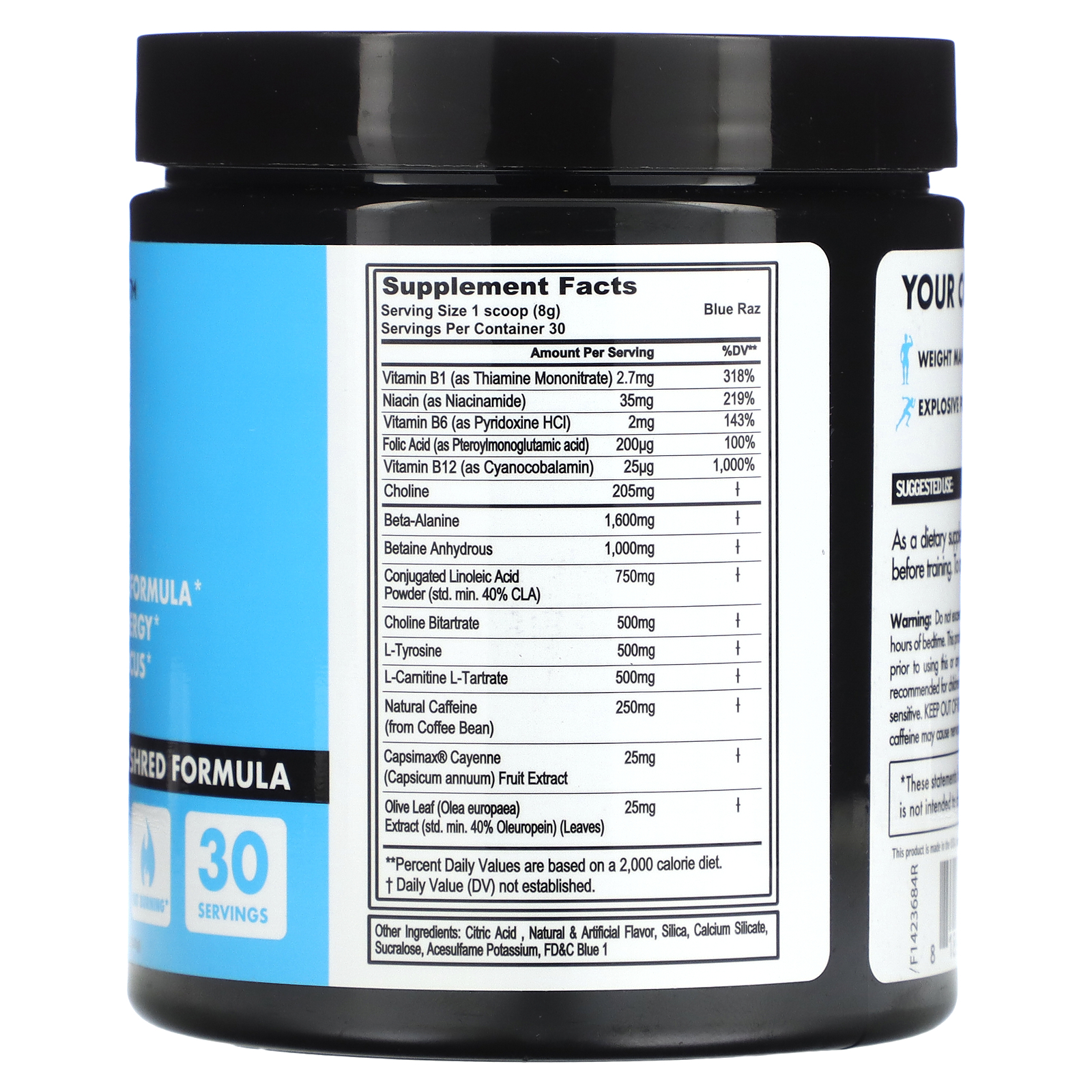 FITCODE, LeanPre, Pre-Workout Shred Formula, Blue Raspberry, 8.46 oz (240 g)