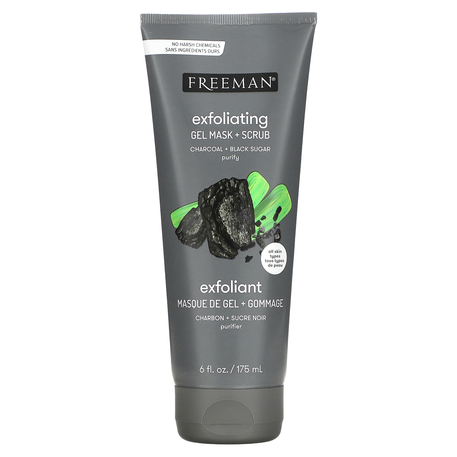 Freeman Beauty, Exfoliating Gel Beauty Mask + Scrub, Charcoal + Black ...