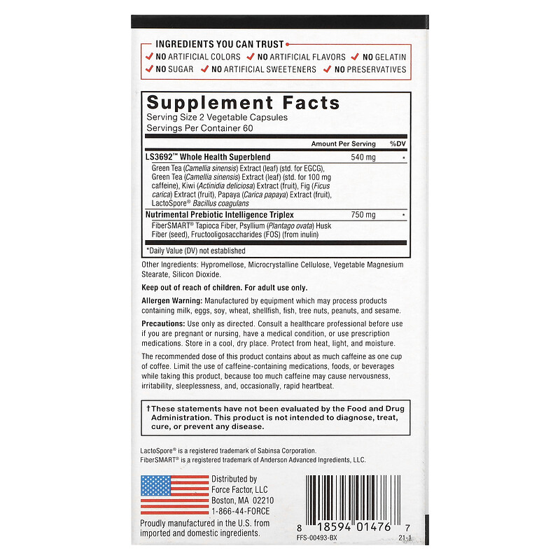 Force Factor, ProbioSlim, + Prebiotic Fiber, 120 Vegetable Capsules