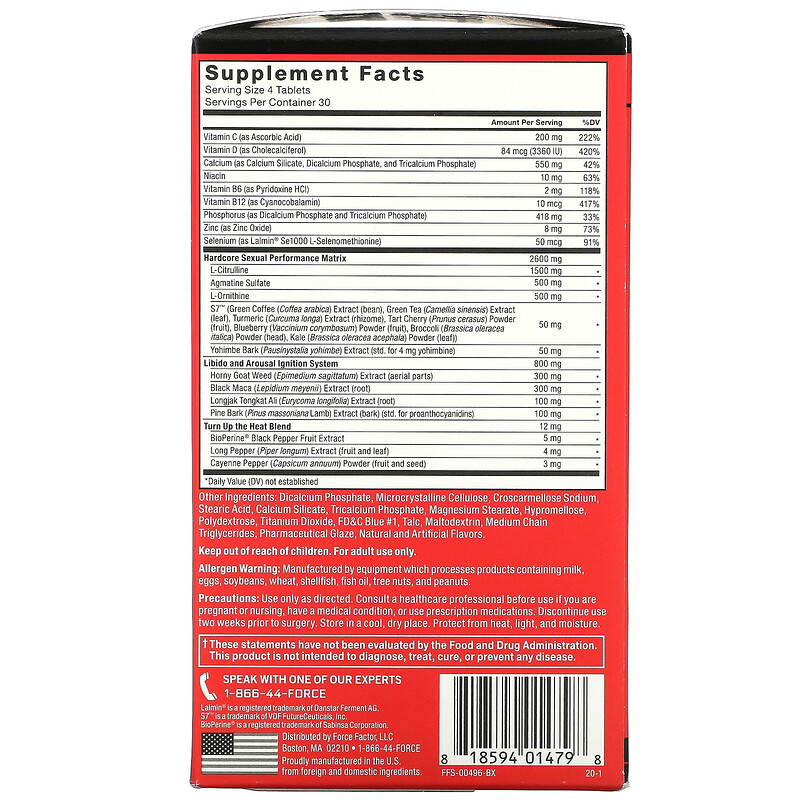 Force Factor, SCORE! Hardcore, Performance and Libido Intensifier, 120 ...