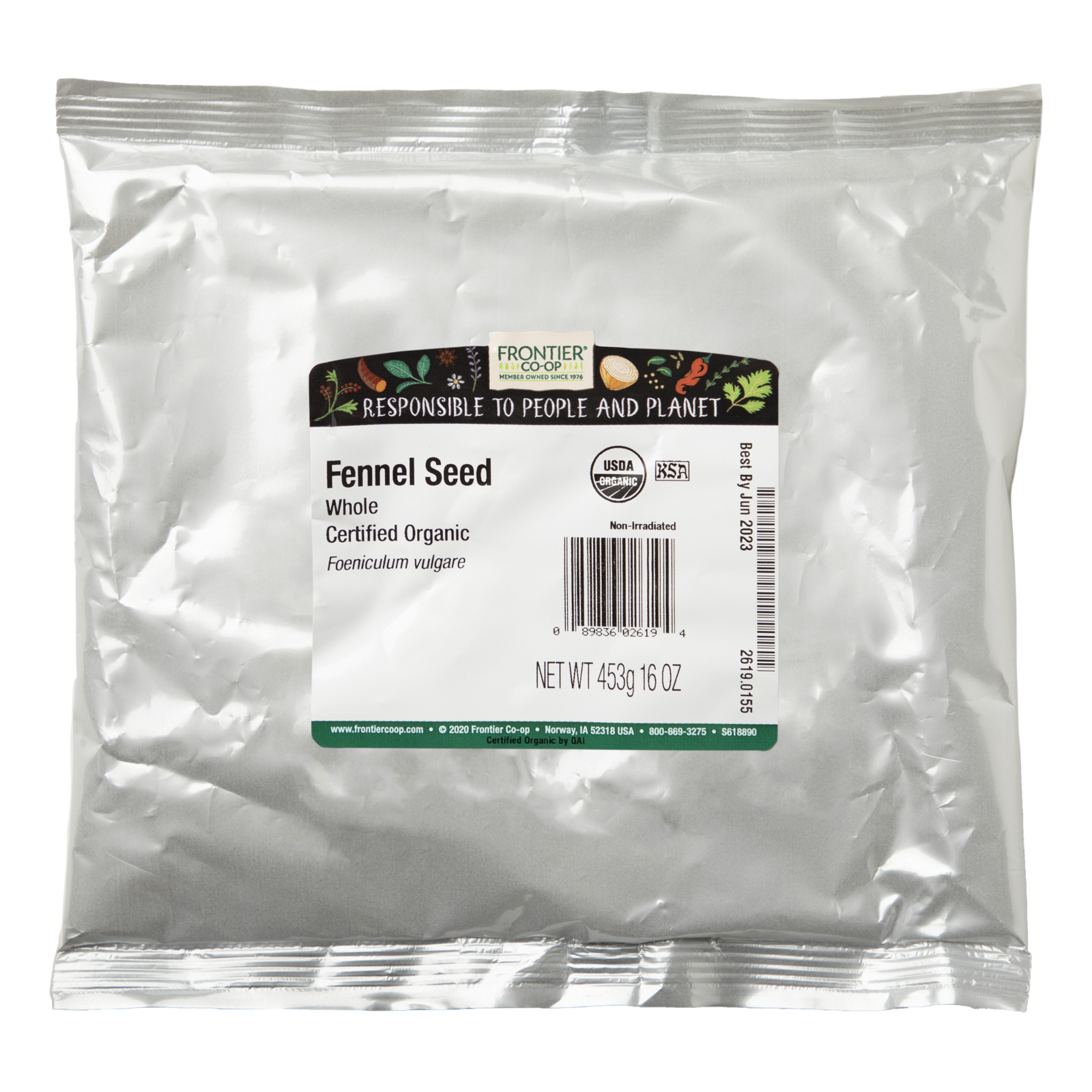 Frontier Co-op, Organic Whole Fennel Seed, 16 oz (453 g)