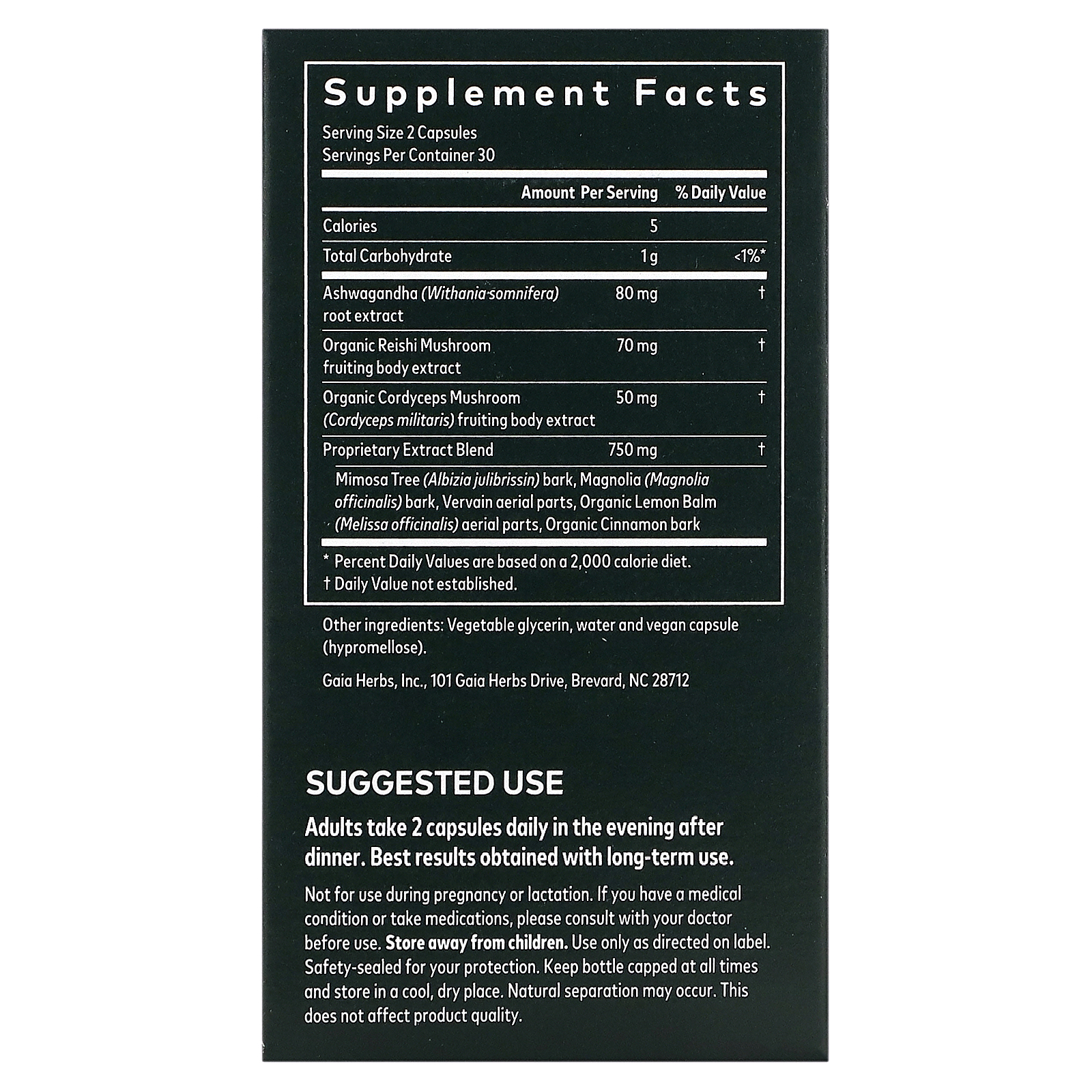 Gaia Herbs Adrenal Health Nightly Restore 60 Vegan Liquid Phyto Caps