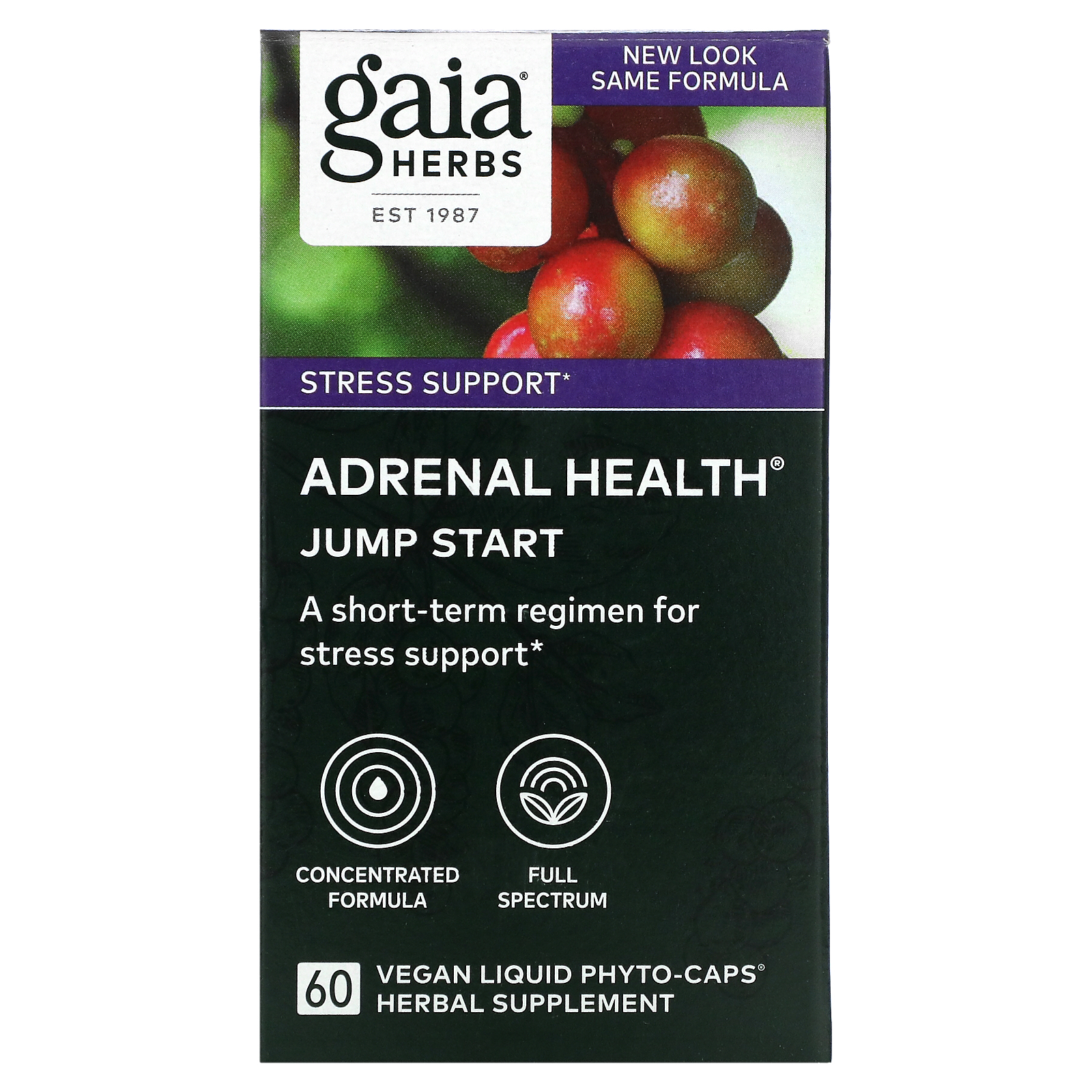 Gaia Herbs Adrenal Health Jump Start 60 Vegan Liquid Phyto Caps