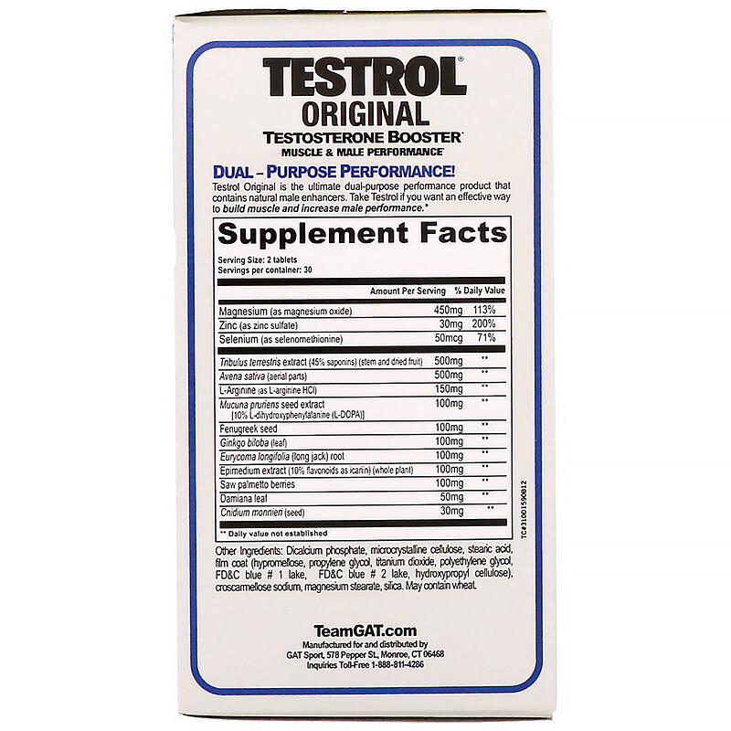 GAT, Testrol, reforzador de testosterona, 60 pastillas - iHerb
