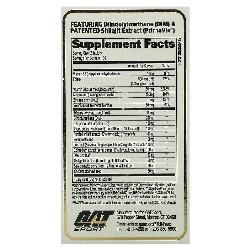 GAT, Testrol Gold ES, Testosterone Booster, 60 Tablets