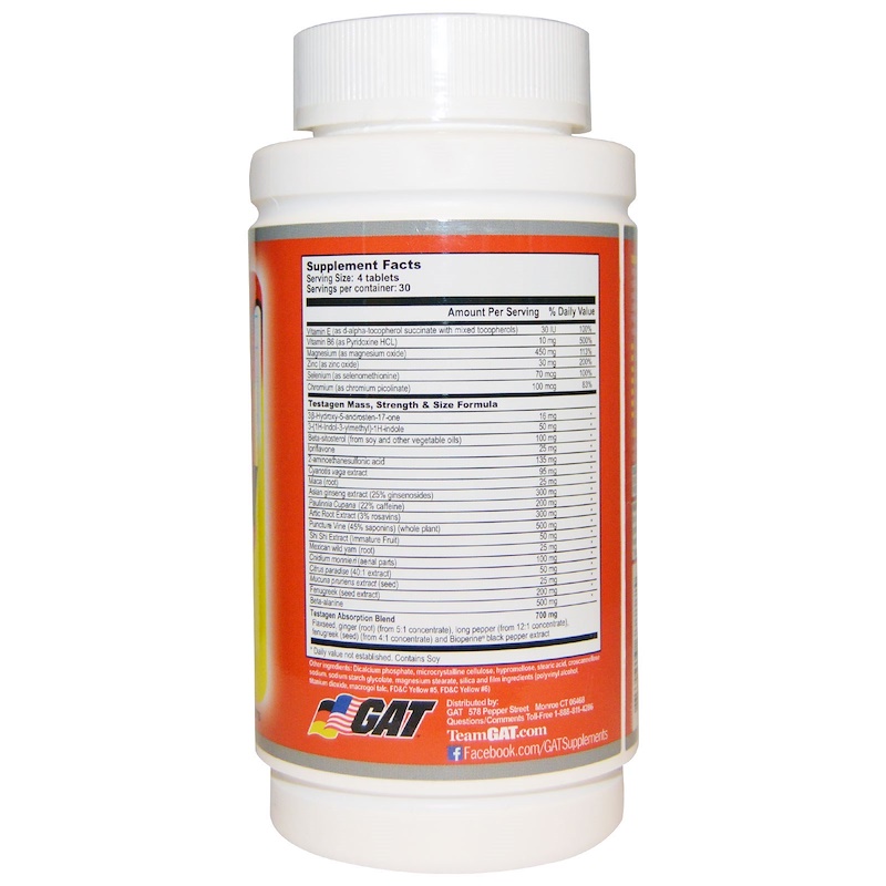 GAT, TestAGEN, Premium Testosterone Amplifier, 120 Tablets - iHerb