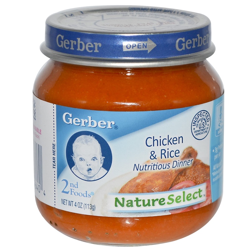 Gerber, 2nd Foods, NatureSelect, Chicken & Rice, Unsalted & Unsweetened ...