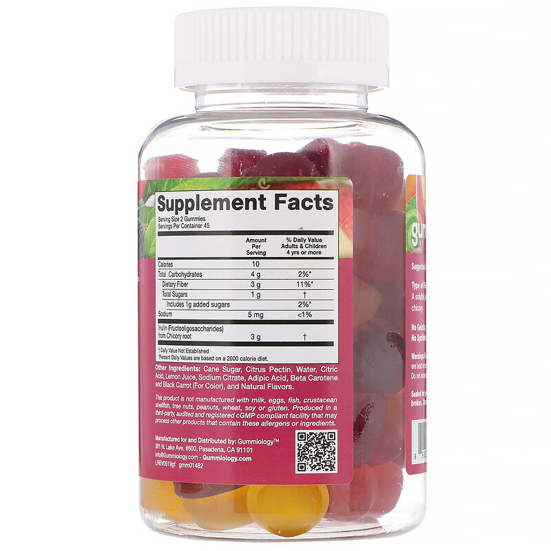 Gummiology, Adult Fiber Gummies, Natural Peach, Strawberry ...