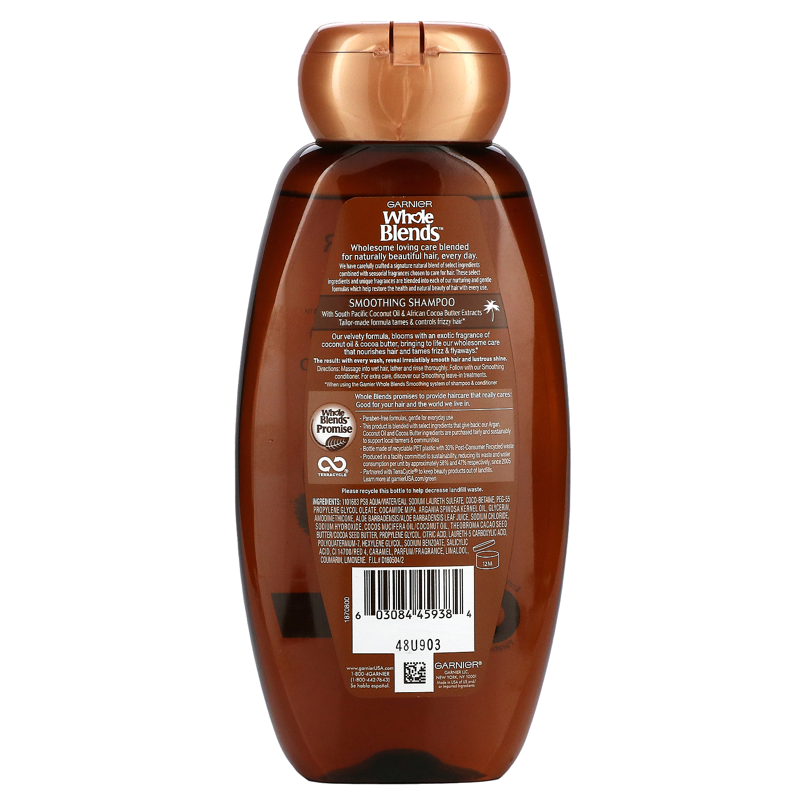 Garnier, Whole Blends, Smoothing Shampoo, Coconut Oil & Cocoa Butter ...