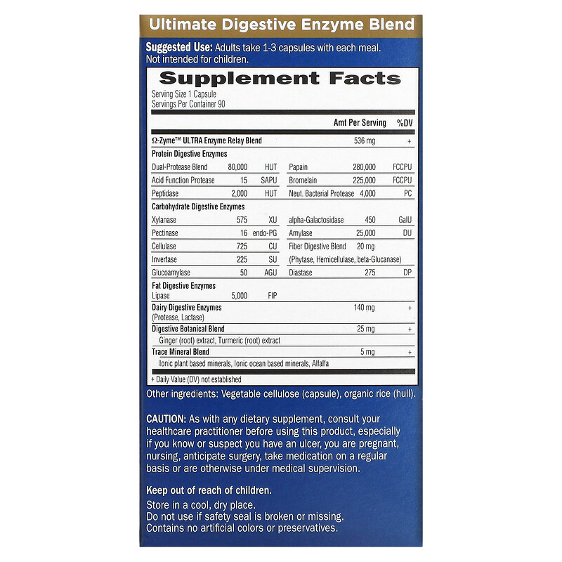 Garden of Life, O-Zyme Ultra, Ultimate Digestive Enzyme Blend, 90 ...