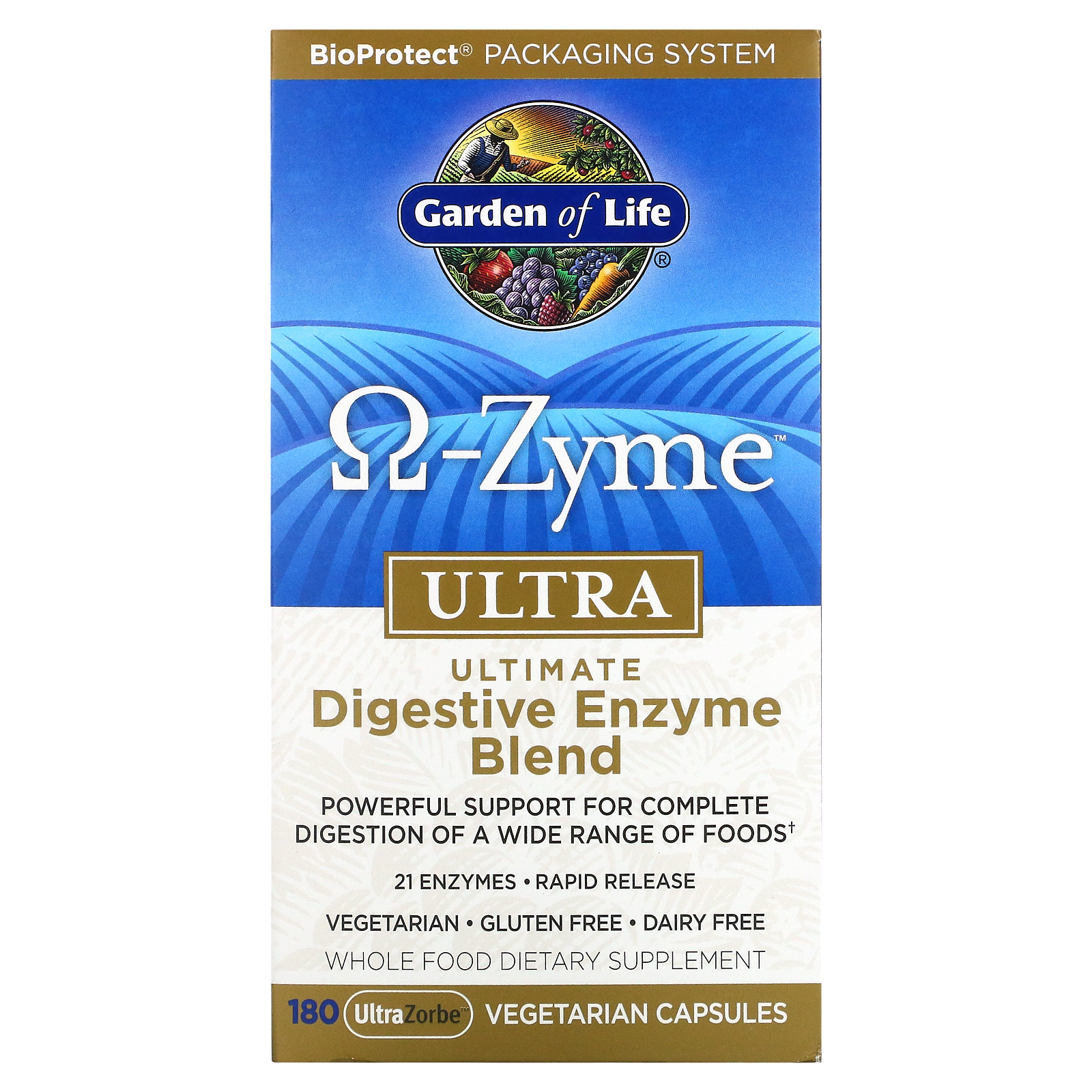 Garden of Life, O-Zyme Ultra, Ultimate Digestive Enzyme Blend, 180 ...