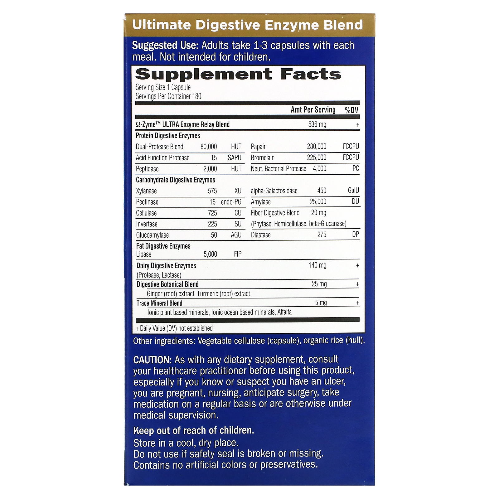 Garden of Life, O-Zyme Ultra, Ultimate Digestive Enzyme Blend, 180 ...