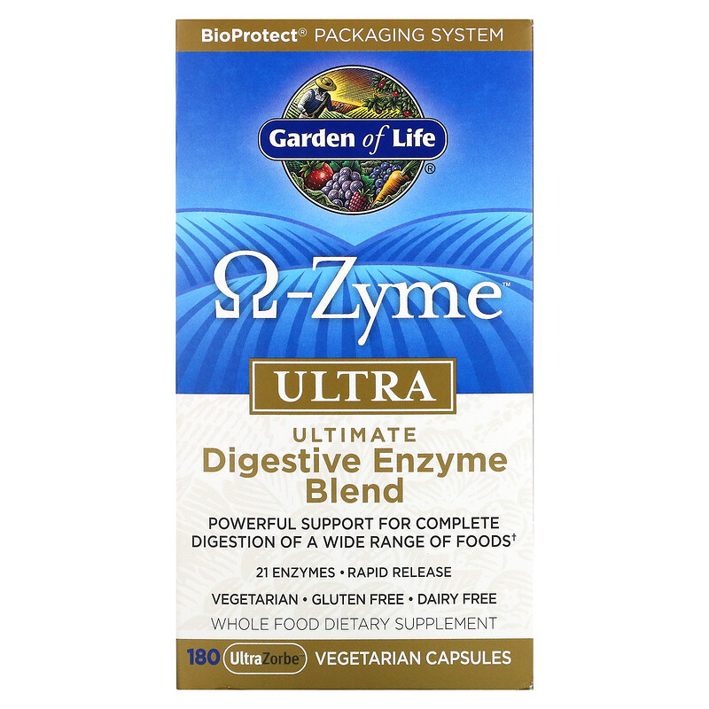 Garden of Life, O-Zyme Ultra, Ultimate Digestive Enzyme Blend, 180 ...