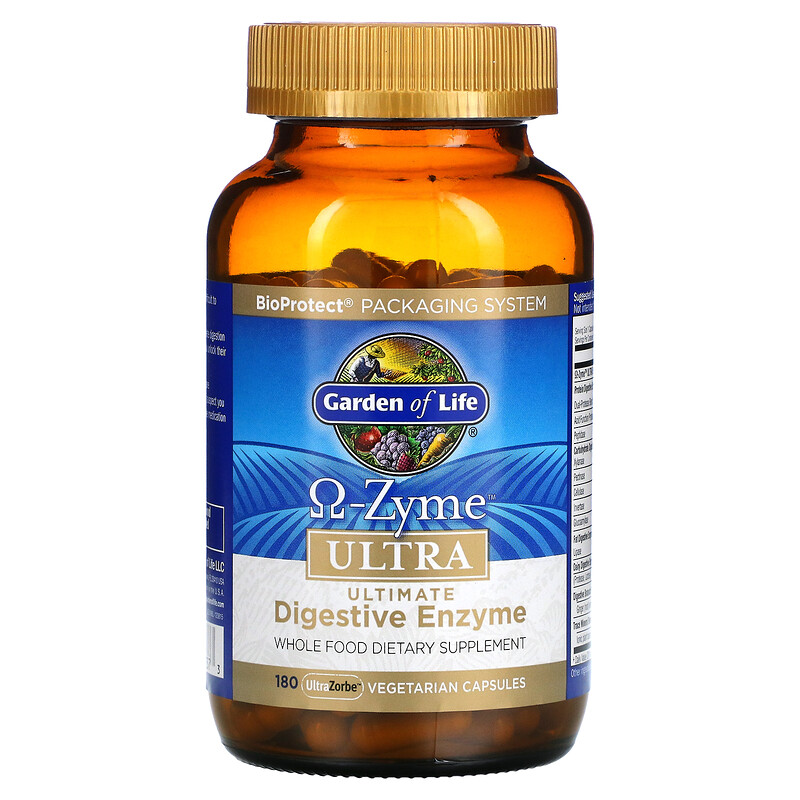 Garden of Life, O-Zyme Ultra, Ultimate Digestive Enzyme Blend, 180 ...