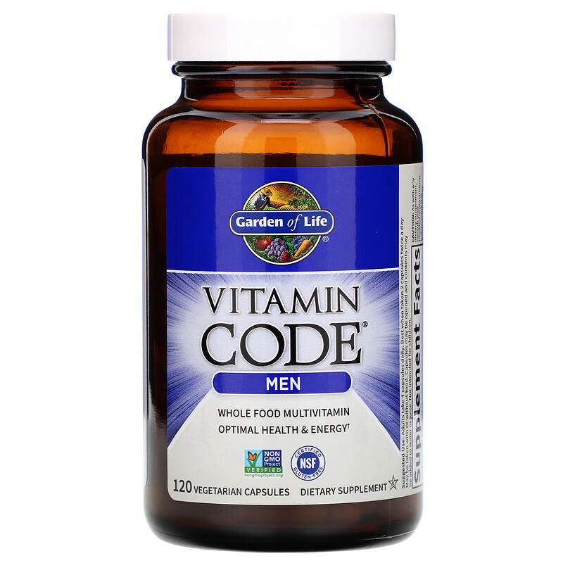 Garden of Life, Vitamin Code, Whole Food Multivitamin for Men, 120 ...