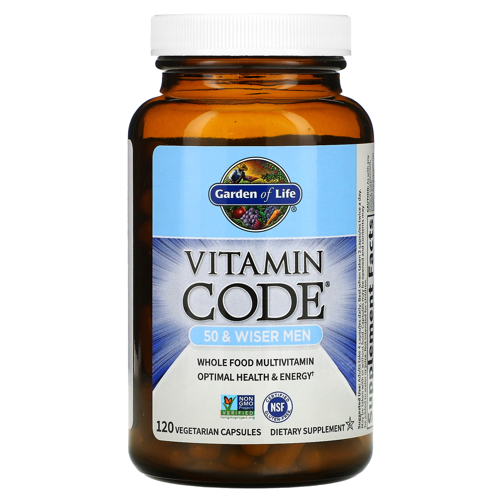 Garden of Life, Vitamin Code, 50 & Wiser Men, Whole Food Multivitamin ...