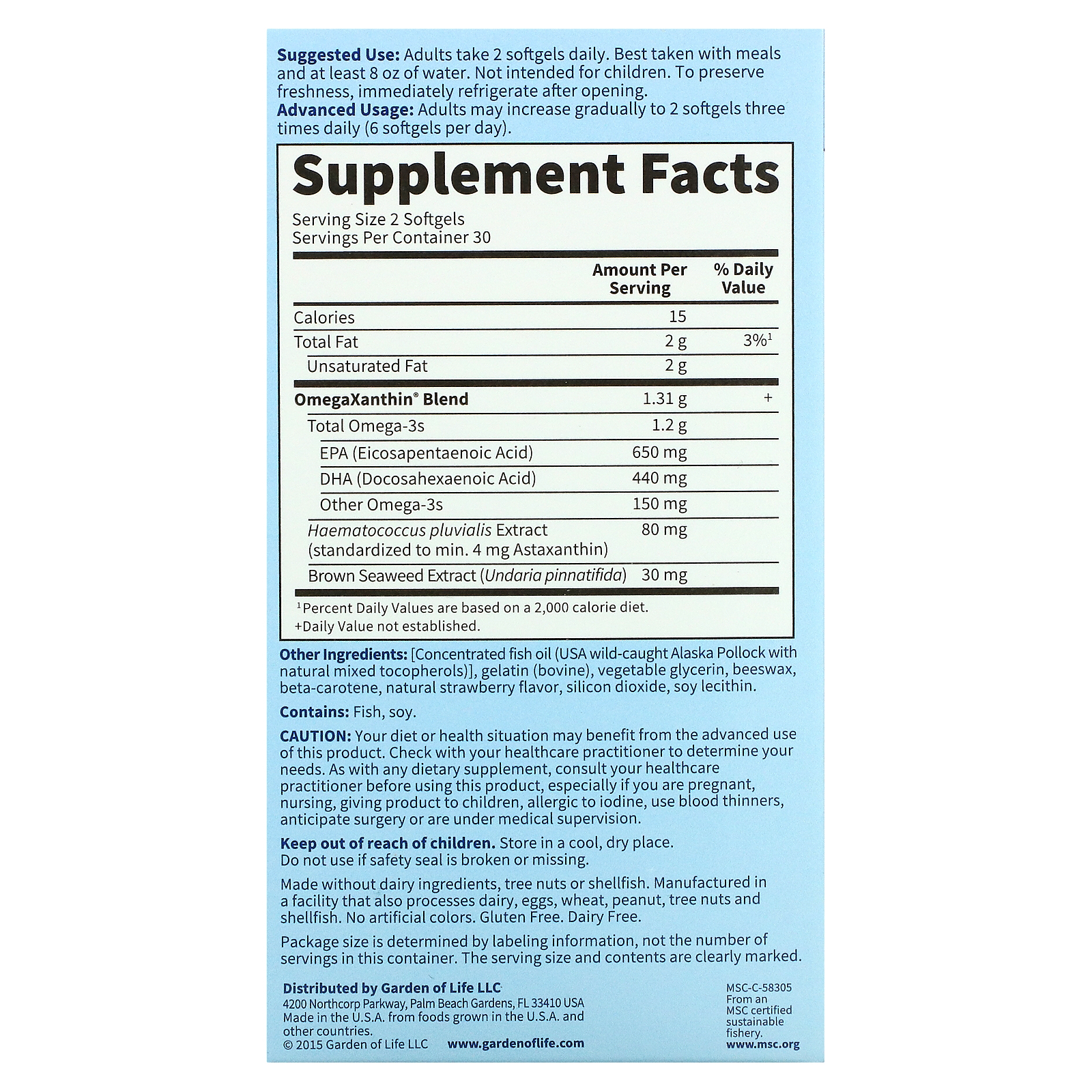 Garden of Life, Oceans 3（オーシャンズ3）、OmegaXanthin（オメガキサンチン）配合Beyond Omega ...