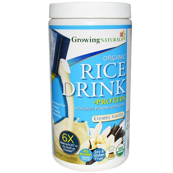 Growing Naturals, Organic Rice Drink + Protein, Powder, Creamy Vanilla ...