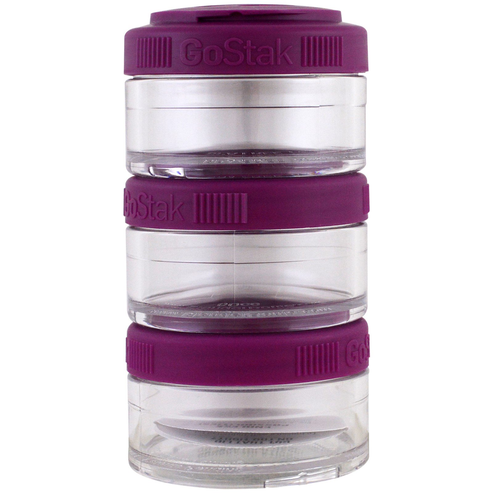 GoStak, Portable Stackable Containers, Plum, 3 Pack, 60 cc Each - iHerb
