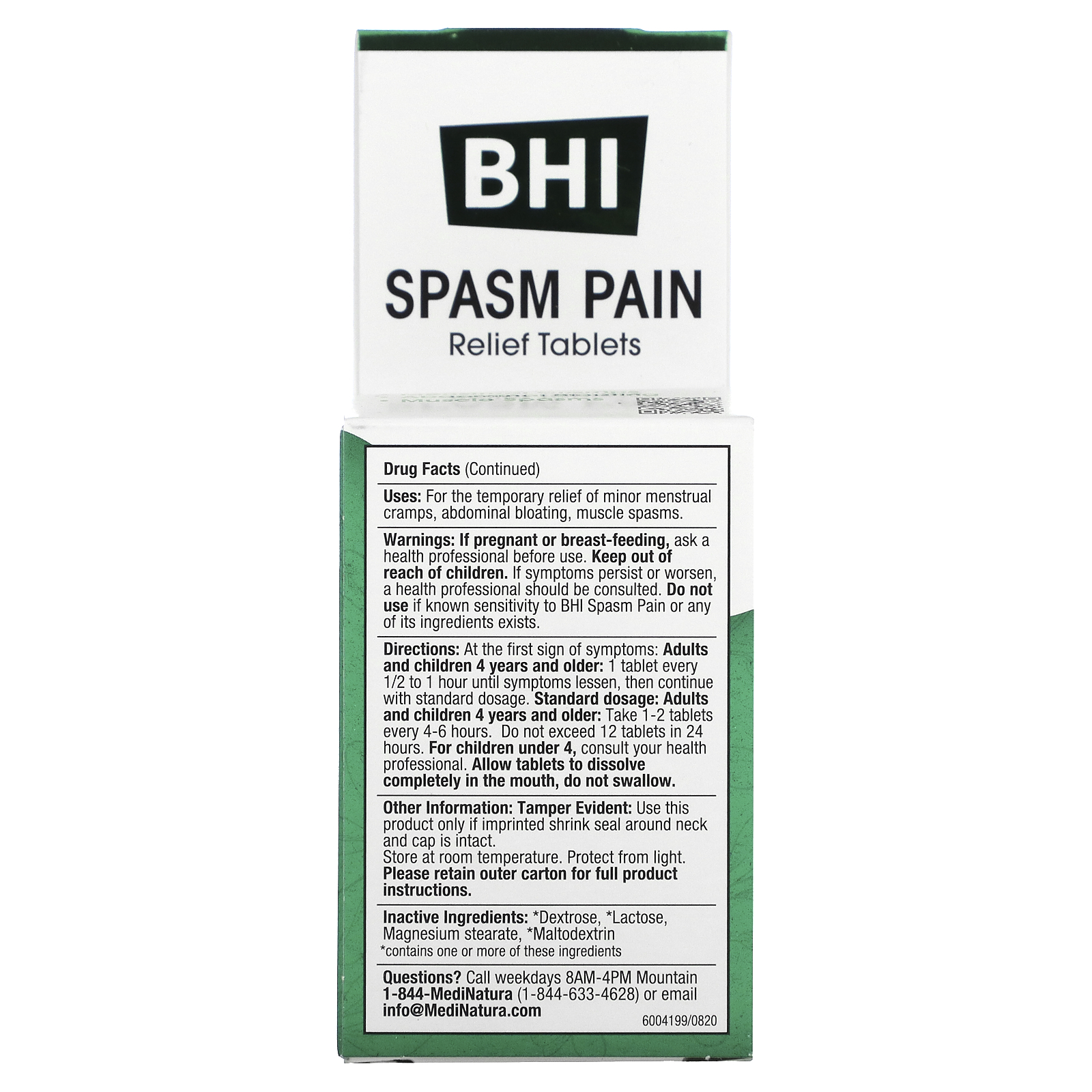 MediNatura, BHI, Spasm Pain, 100 Tablets