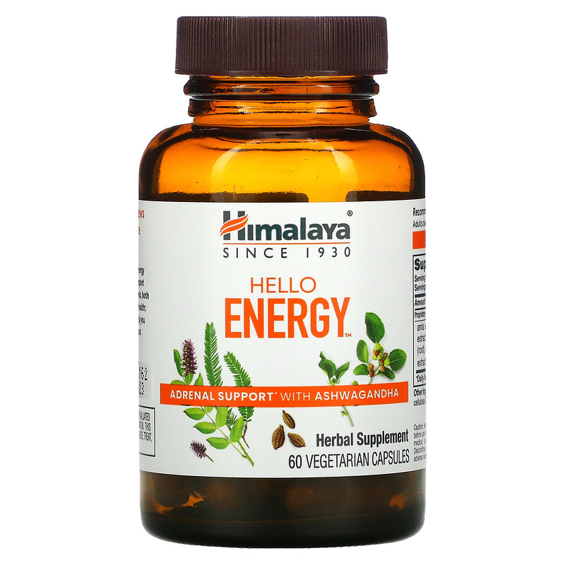 Himalaya, Hello Energy, Adrenal Support With Ashwagandha, 60 Vegetarian ...