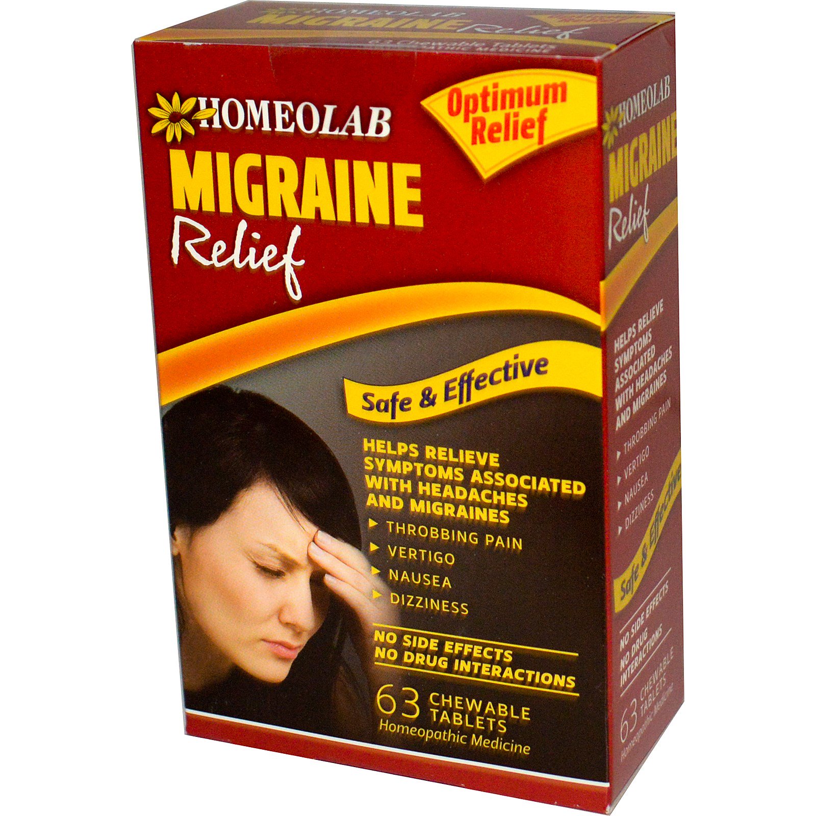 Homeolab USA, Migraine Relief, 63 Chewable Tablets - iHerb