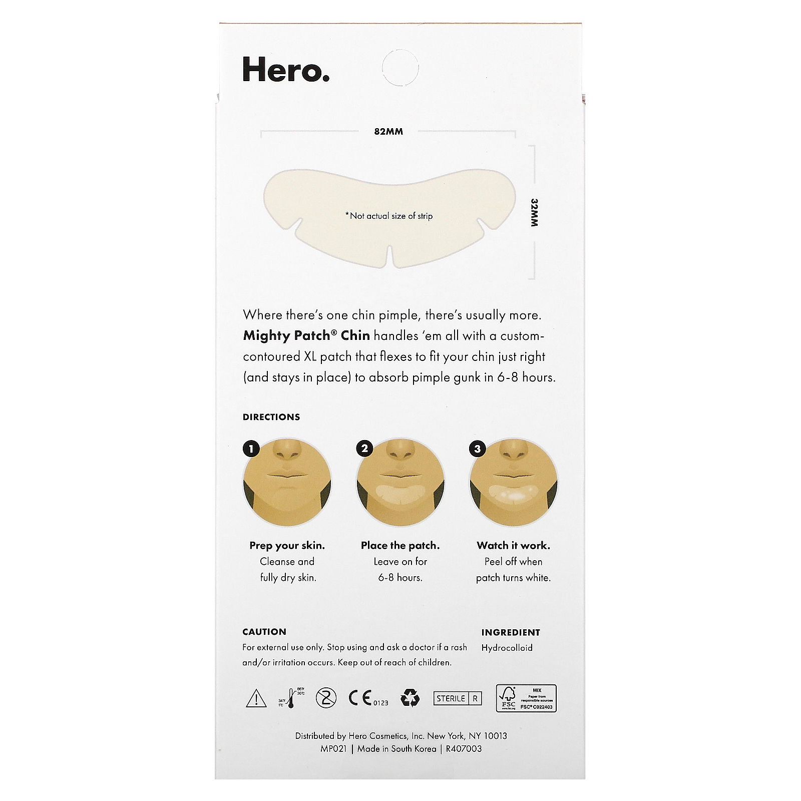 Hero Cosmetics, Mighty Patch, Chin, 10 Hydrocolloid Patches