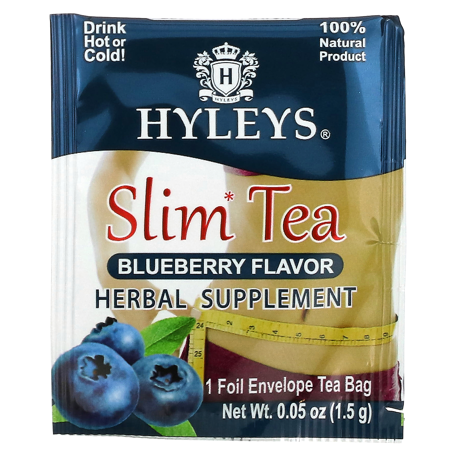 Hyleys Tea, Slim Tea, Blueberry, 25 Foil Envelope Tea Bags, 1.32 oz (37 ...