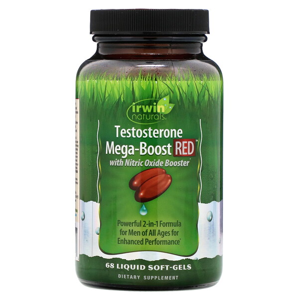 Irwin Naturals, Testosterone Mega-Boost RED, 68 Liquid Soft-Gels - iHerb