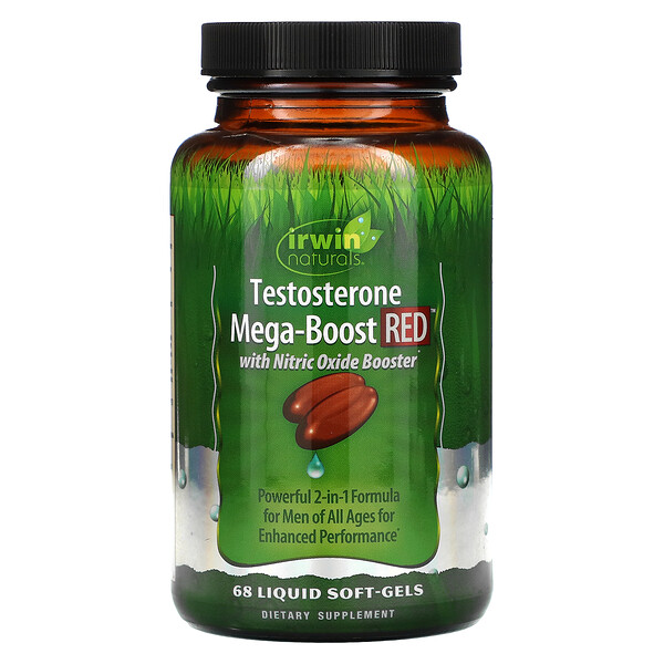 Irwin Naturals, Testosterone Mega-Boost RED, 68 Liquid Soft-Gels - iHerb