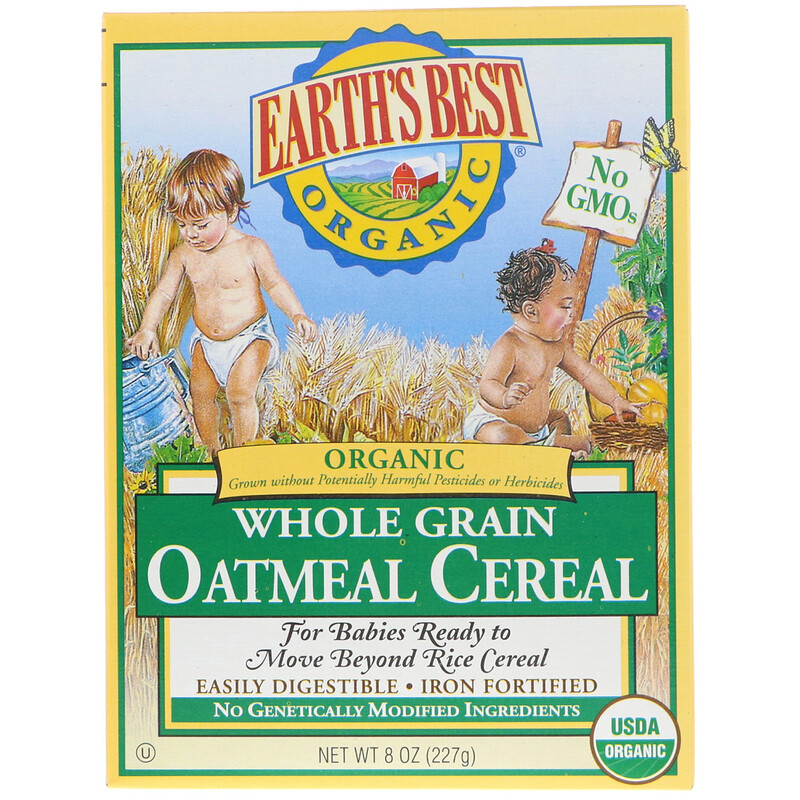 Earth's Best, Organic Whole Grain Oatmeal Cereal, 8 oz (227 g) - iHerb