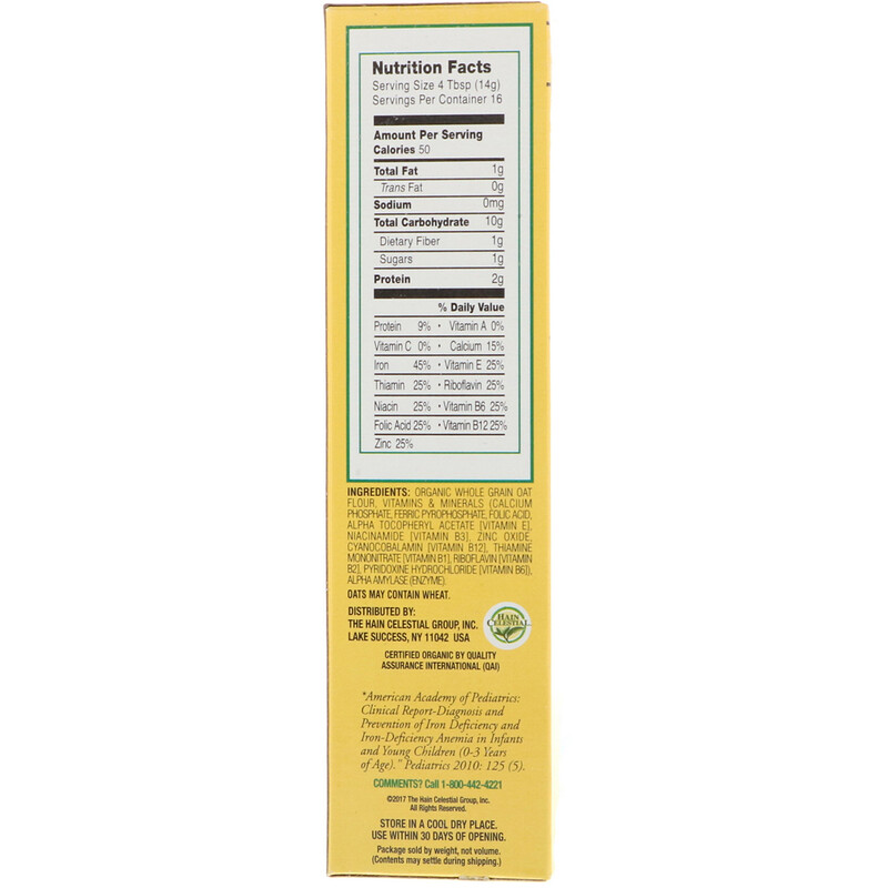 Earth's Best, Organic Whole Grain Oatmeal Cereal, 8 oz (227 g) - iHerb