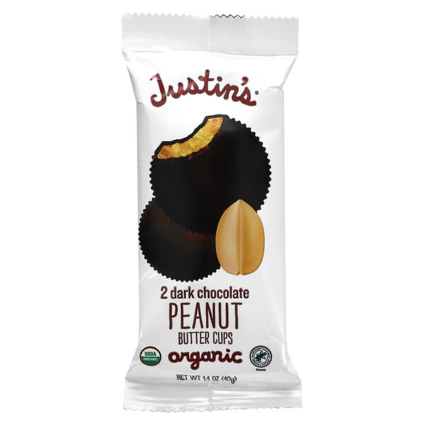 Justin's Nut Butter, Organic Dark Chocolate Peanut Butter Cups, 2 Cups ...