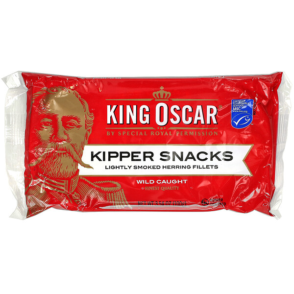 King Oscar, Kipper Snacks, Lightly Smoked Herring Fillets, 3.54 oz (100 ...