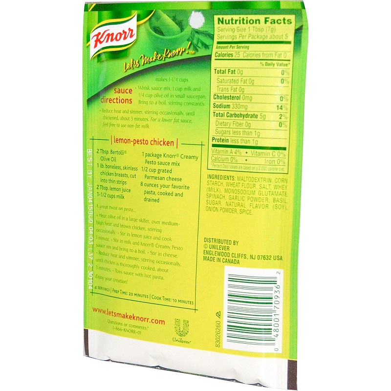 Knorr Creamy Pesto Sauce Mix 12 Oz 36 G Iherb
