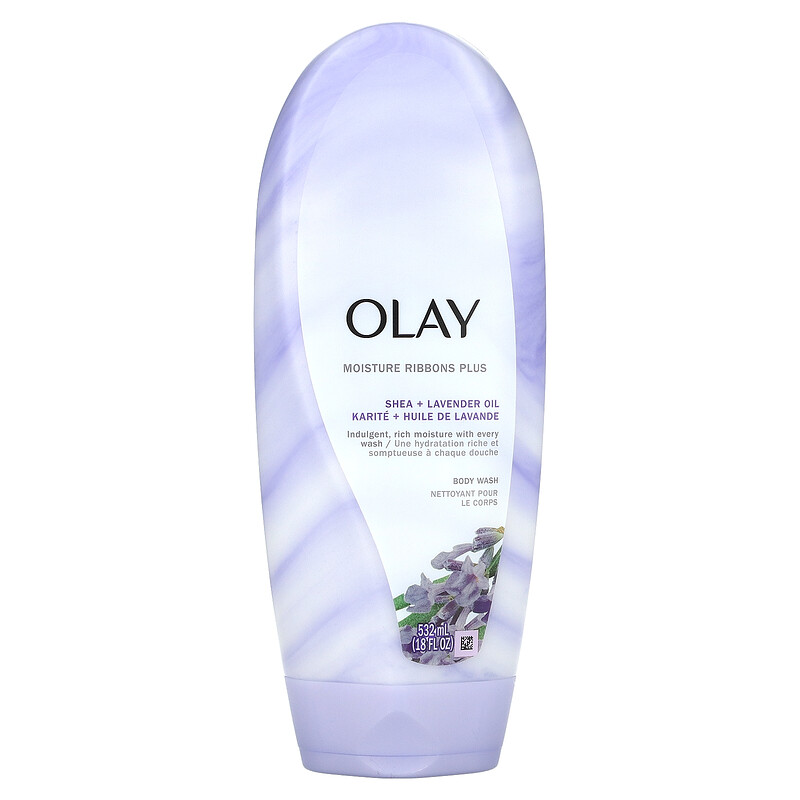 Olay, Moisture Ribbons Plus Body Wash, Shea + Lavender Oil, 18 fl oz ...