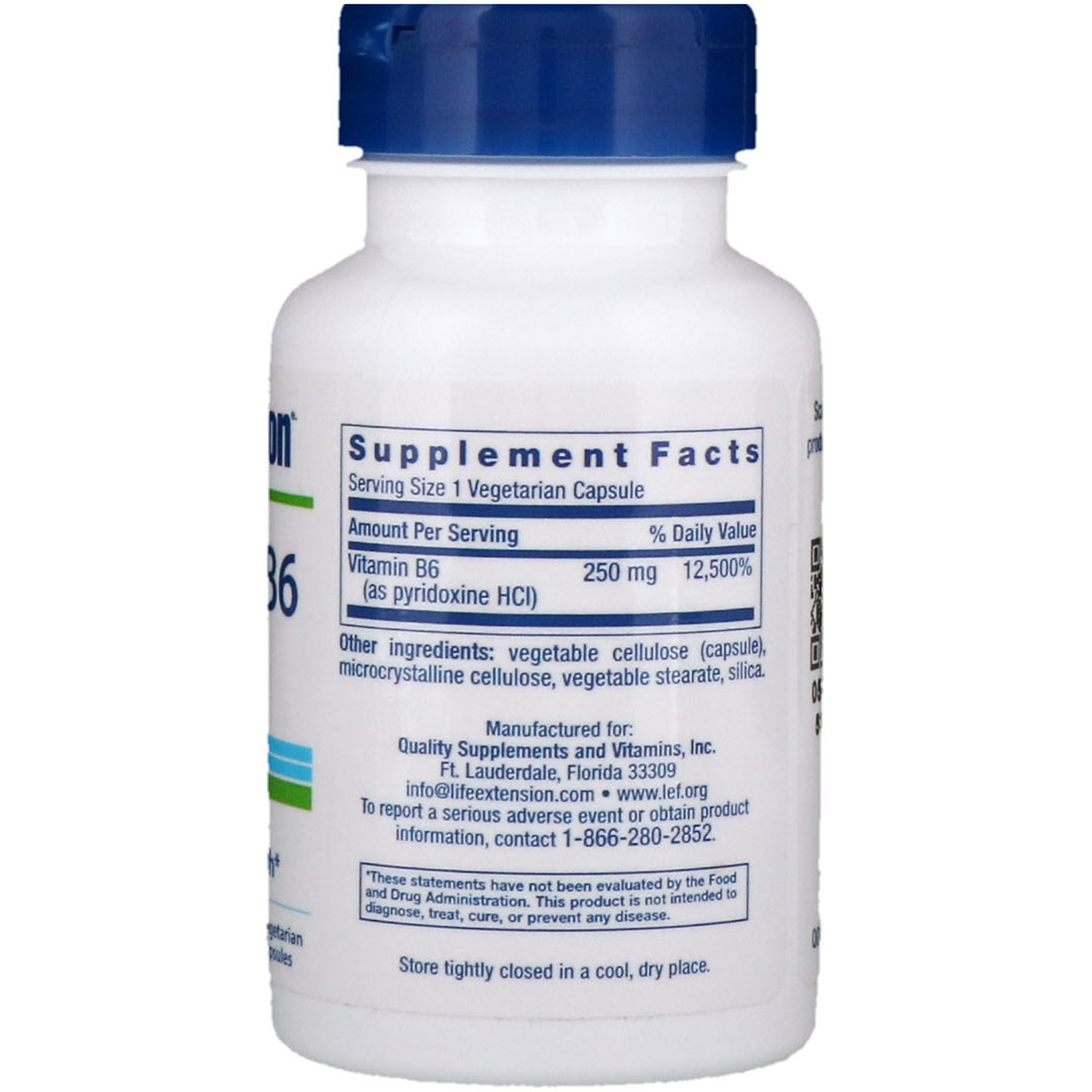 Life Extension, Vitamine B6, 250 mg, 100 capsules végétales - iHerb