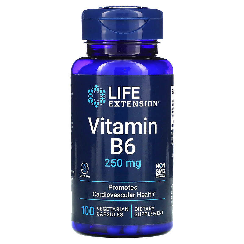 Life Extension, 維生素 B6，250 毫克，100 粒素食膠囊