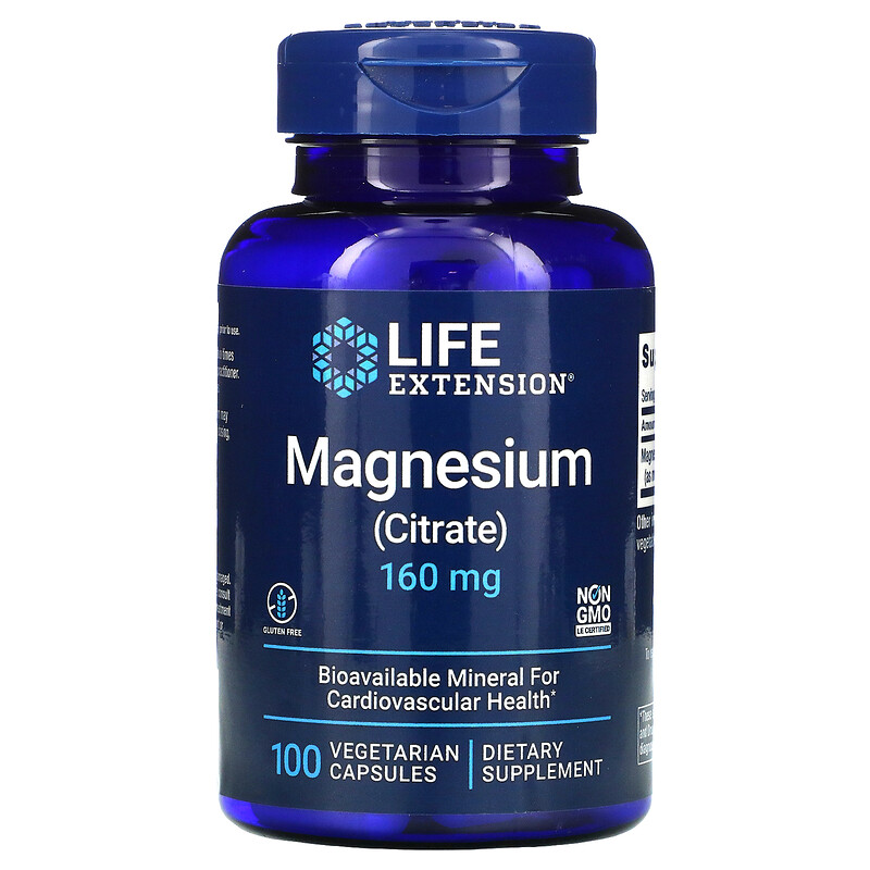 Life Extension, Magnesium (Citrate), 160 mg, 100 Vegetarian Capsules ...