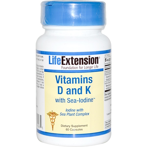 Life Extension, Vitamins D and K with Sea-Iodine, 60 Capsules - iHerb