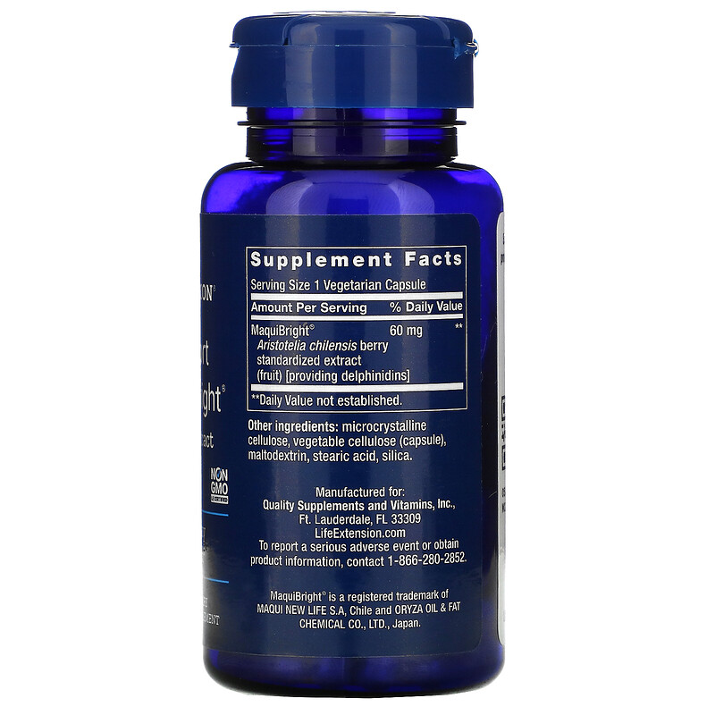 Life Extension, 티어 서포트 눈 건강 보조제, MaquiBright 함유, 마키베리 추출물, 60mg, 30 식물성 ...