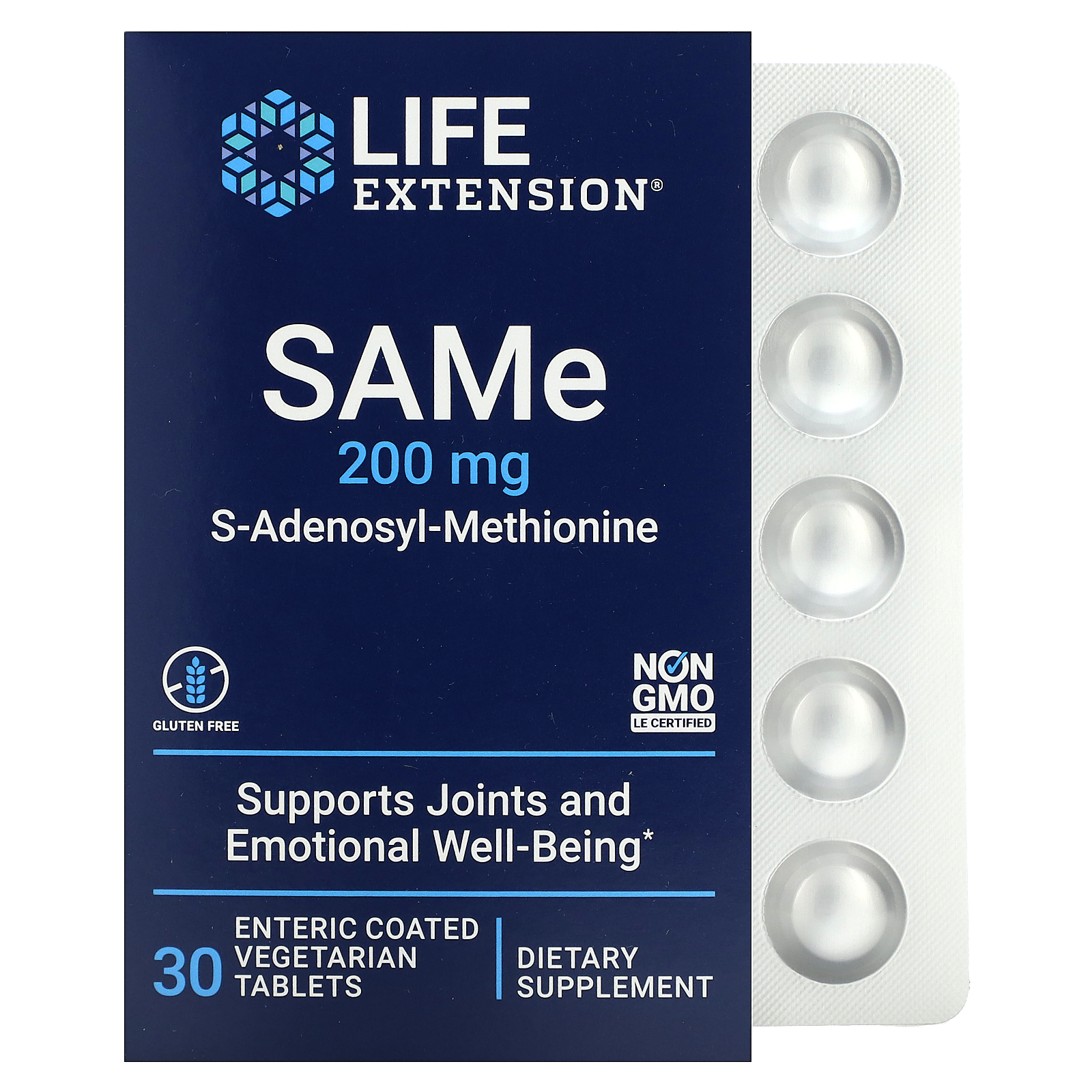 Life Extension, SAMe S-Adenosyl-Methionine, 200 mg, 30 Enteric Coated ...