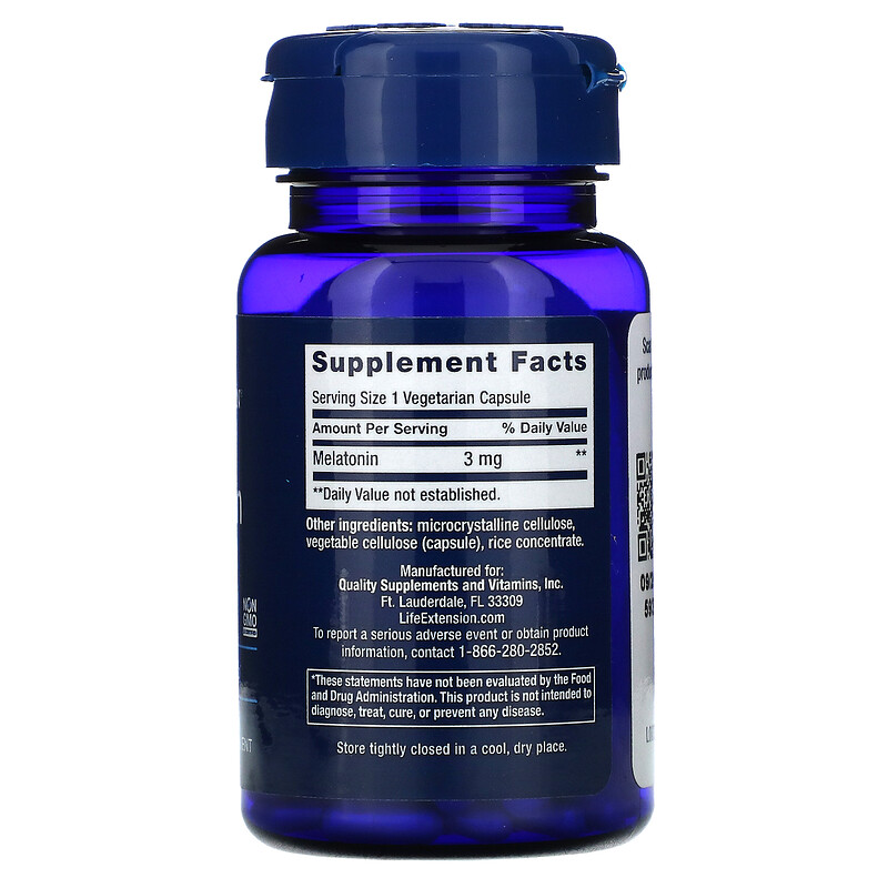 Life Extension, Melatonin, 3 mg, 60 Vegetarian Capsules - iHerb