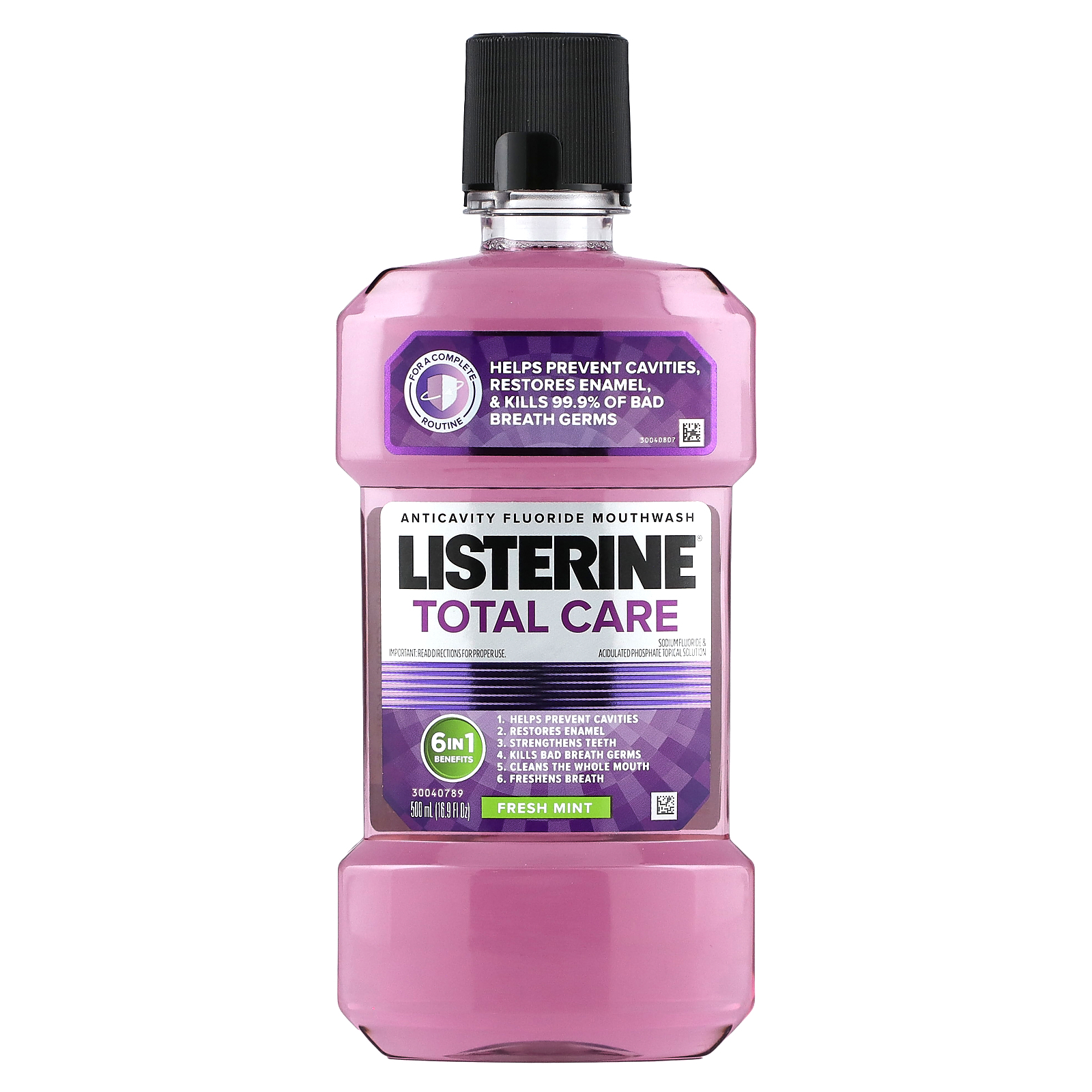 Listerine, Anticavity Fluoride Mouthwash, Total Care, Fresh Mint, 16.9 ...
