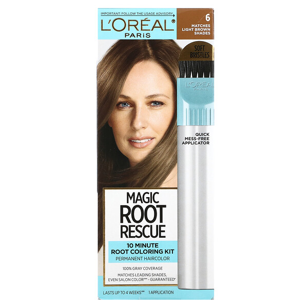 L'Oréal, Magic Root Rescue, 10 Minute Root Coloring Kit, 6 Light Brown ...