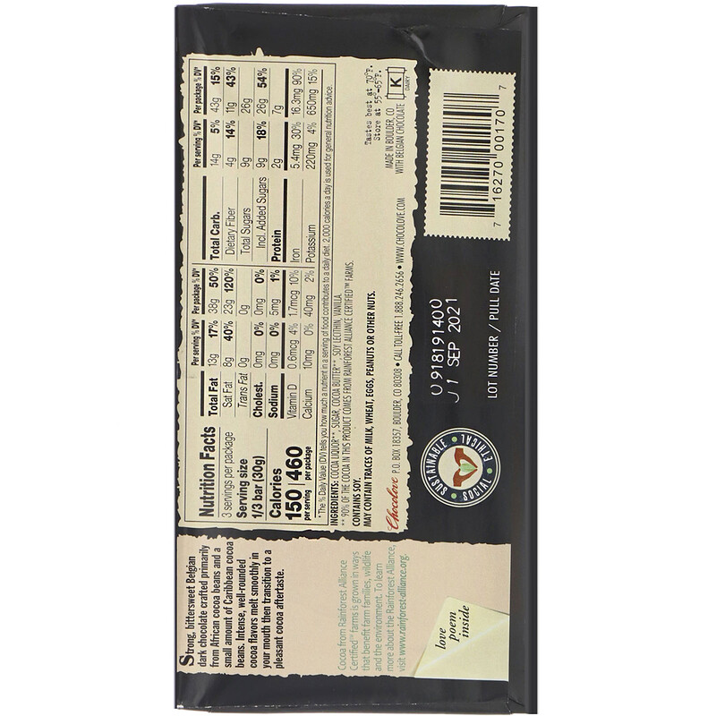 Chocolove, Strong Dark Chocolate, 70% Cocoa, 3.2 oz (90 g) - iHerb