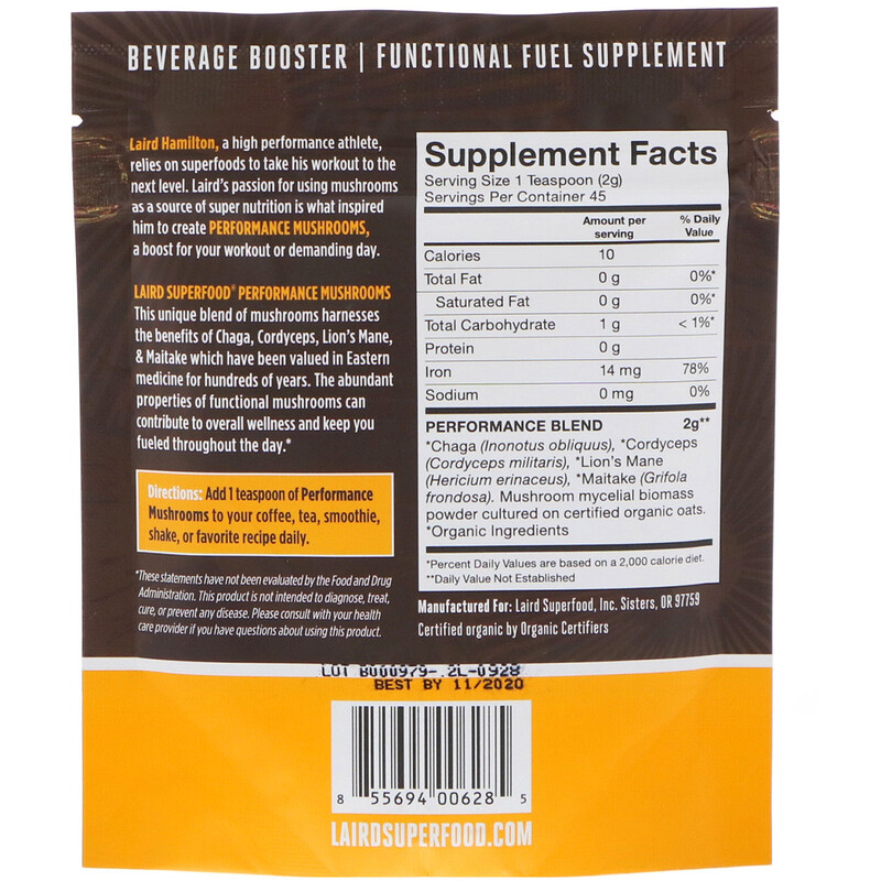Laird Superfood, Performance Mushrooms, 3.17 oz (90 g) - iHerb