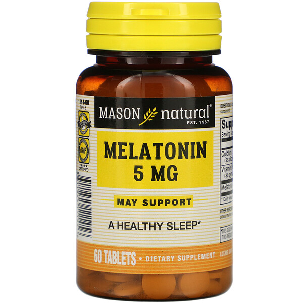 Mason Natural, Melatonin, 5 mg, 60 Tablets - iHerb